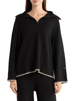 UGG Rylynn Quarter Zip Cable Knit Sweater - Black