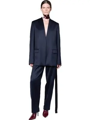 ROKSANDA Selma Gathered Back Satin Suit Jacket - Navy