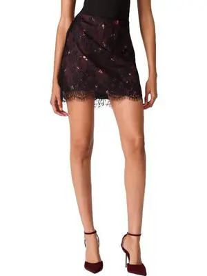 Steve Madden Janette Lace Mini Skirt - Rosebud
