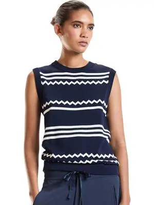 Cynthia Rowley Zigzag Knit Tank - Navy
