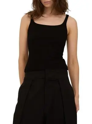 PROJECT SOCIAL T Project Social T Ribbed Scoop Neck Tank Black