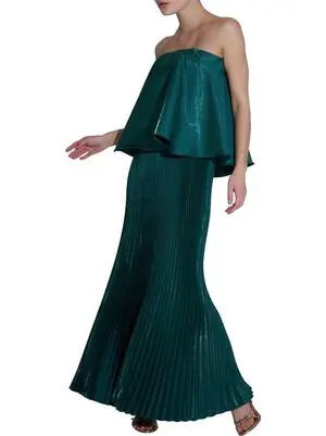L'IDEE L'IDÉE WOMAN Pleated High-Rise Maxi Skirt Pine Gloss