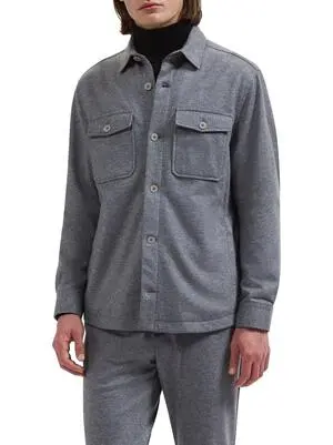 Bugatchi Wool Blend Shirt Jacket - Cement