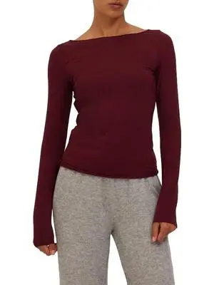 PROJECT SOCIAL T Project Social T Vera Boat Neck Long Sleeve Top Dark Cherry
