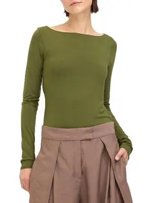 PROJECT SOCIAL T PROJECT SOCIAL T Vera Boat Neck Long Sleeve Top Olive