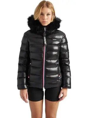 JACK1T Faux Fur Hooded Puffer Jacket - Black