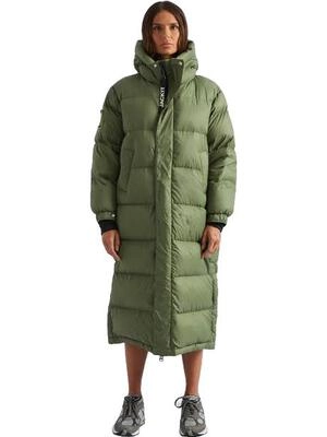 JACK1T Longline Midi Puffer Coat - Muted Olive