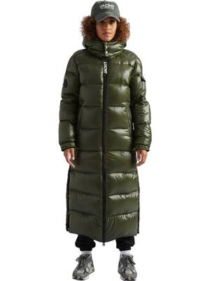 JACK1T High Collar Maxi Puffer Coat - Olive