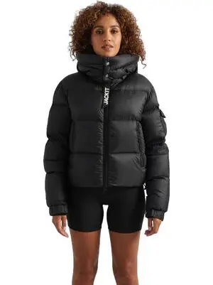 JACK1T High Collar Cropped Puffer Jacket - Black