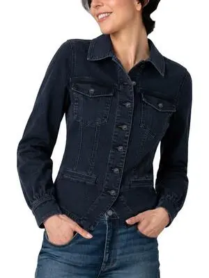 LIVERPOOL Fitted Patch Pocket Denim Jacket - Raven Wing