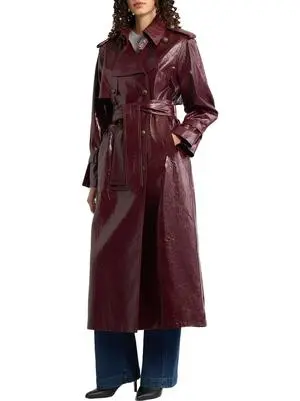Kobi Halperin Rose Faux Leather Trench Coat - Garnet