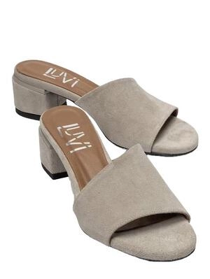 FOREVER & ALWAYS SHOES Delavie Leather Block Heel Sandal - Beige Suede