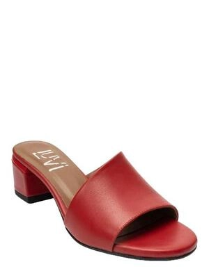 FOREVER & ALWAYS SHOES Delavie Leather Block Heel Sandal - Red