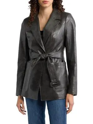 Kobi Halperin Colleen Belted Faux Leather Jacket - Carbon
