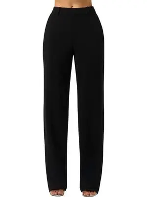 Naked Wardrobe High Waisted Straight Leg Suiting Pants - Black