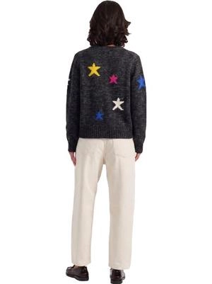 Chinti & Parker Wool-cashmere Star Round-neck Cardigan - Black