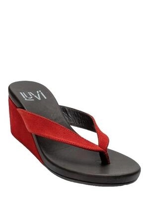 FOREVER & ALWAYS SHOES Forever & Always Shoes Pryon Leather Thong Wedge Sandal