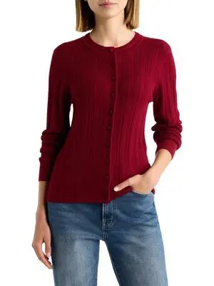 Rag & Bone Rhodes Wool Crewneck Cardigan - Pomegranite