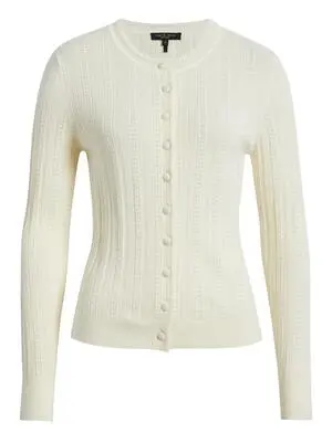 Rag & Bone Rhodes Wool Crewneck Cardigan - White