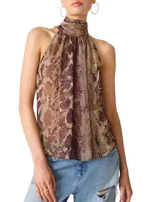 STEVE MADDEN Steve Madden Alexane Printed Sleeveless High Neck Top