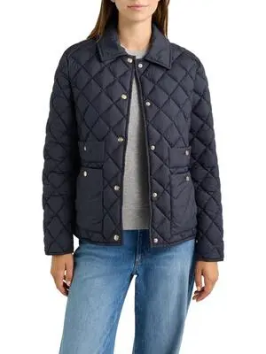 Bernardo Quilted Liner Jacket With Spread Collar - Navy