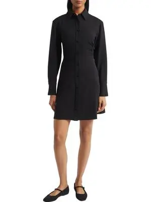 Veronica Beard Shiloh Ruched Shirtdress - Black