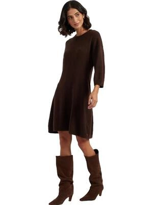 Chinti & Parker Wool-cashmere Wide-sleeve Dress - Chocolate