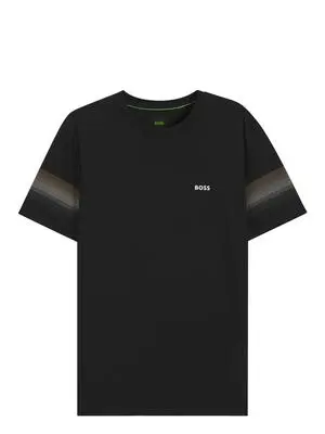 BOSS Active Slim-fit T-shirt With Sleeve Stripes Black
