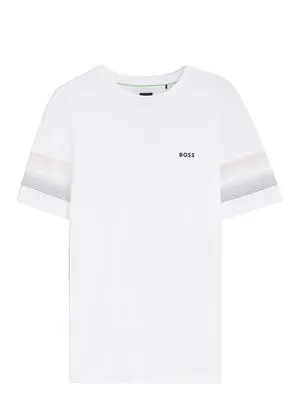 BOSS Active Slim-fit T-shirt With Sleeve Stripes - White