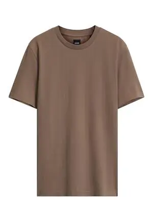 BOSS Corduroy-jacquard T-shirt In Mercerized Cotton - Light Brown