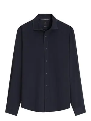 BOSS Regular-fit Shirt In Cotton Baby Corduroy - Light Blue