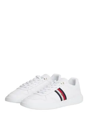 Tommy Hilfiger Signature Stripe Leather Court Sneakers - White