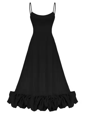POST MERIDIEM Post Meridiem Flounce Bustier Midi Dress Black