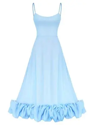 POST MERIDIEM Post Meridiem Flounce Bustier Midi Dress Blue
