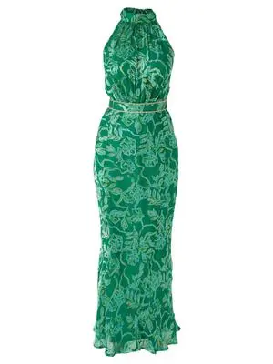 SACHA DRAKE Tessa Halter Bias Maxi Dress - Green