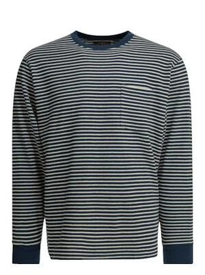 BEAMS Striped Crewneck Sweat-shirt T-shirt - Blue