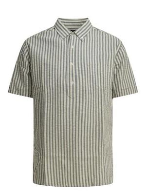 BEAMS Casual Cotton Seersucker Shirt - Light Blue