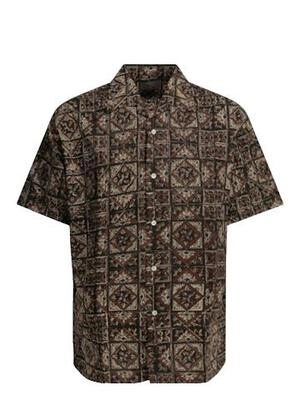 BEAMS Block Print Casual Shirt - Brown