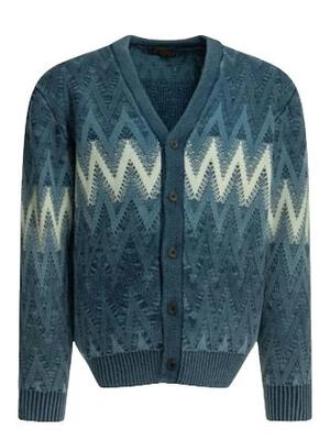 BEAMS Indigo Yarn Cardigan - Blue