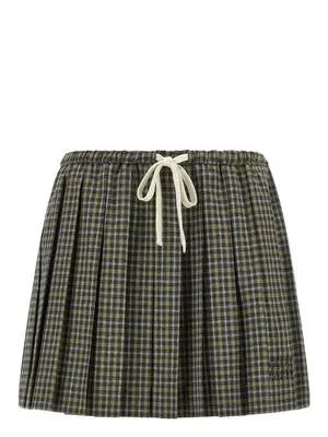 MIU MIU Miu Miu Pleated Tartan Mini Skirt