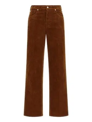 7 For All Mankind Stovepipe Straight Velvet Trousers - Brown