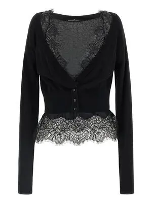 ERMANNO SCERVINO Ermanno Scervino Lace Trimmed Cashmere Cardigan
