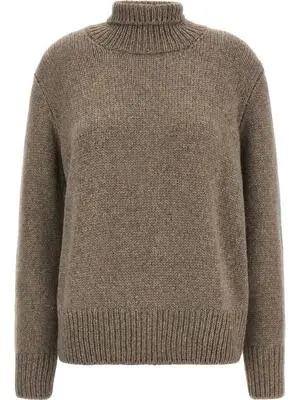THE ROW The Row Cashmere High Neck Sweater Brown