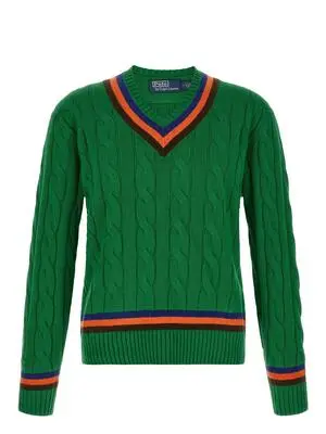 Polo Ralph Lauren V-neck Cable Knit Sweater - Green