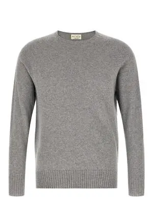 MA'RY'YA Crewneck Sweater With Side Slits - Gray