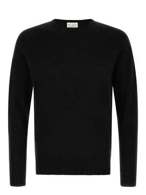 MA'RY'YA Crew Neck Cashmere And Virgin Wool Sweater With Side Slits - Black