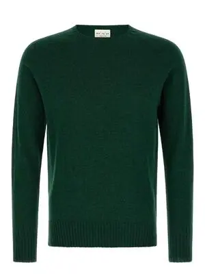 MA'RY'YA Crew Neck Sweater With Side Slits - Green
