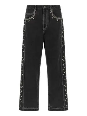 MARANT Jorian Embroidered Straight Leg Jeans - Black