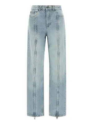 ROTATE BY BIRGER CHRISTENSEN ROTATE BIRGER CHRISTENSEN Light Blue Wash Straight Leg Jeans With Front Zips