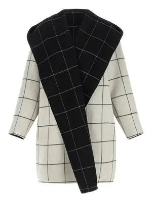 TOTÊME TOTEME Reversible Windowpane Check Wool Coat